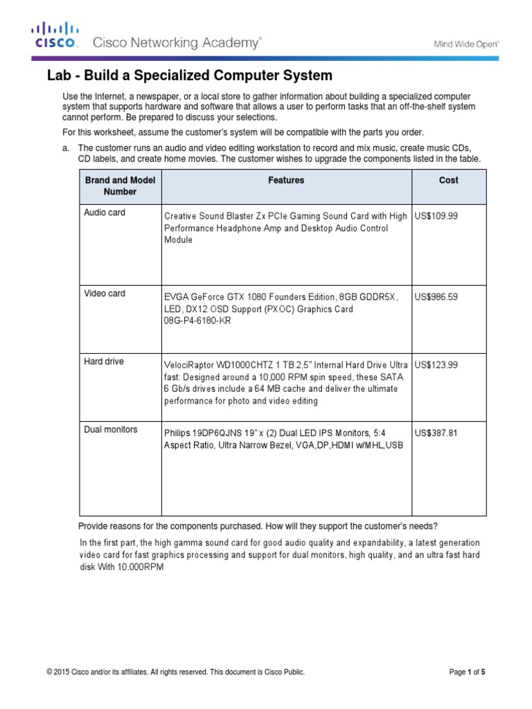 1.3.1.7 Lab - Build A Specialized Computer System PDF | PDF | Random ...