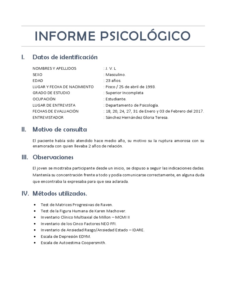 Informe Psicológico Clínico | Ansiedad | Las emociones