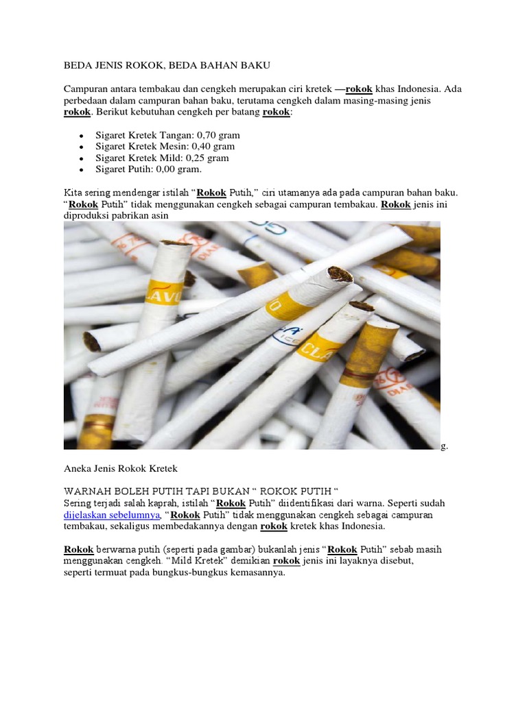 Perbedaan Jenis Rokok di Indonesia | PDF