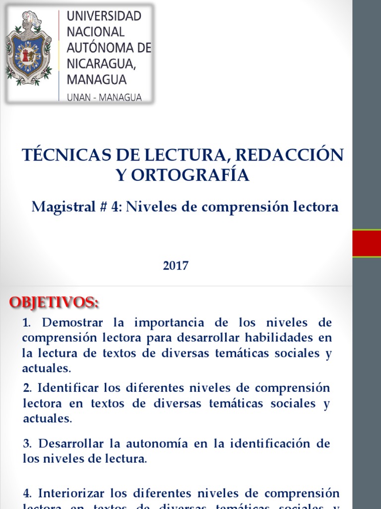 Magistral 4 Niveles de Comp Lect PDF | PDF | Comprensión lectora | Lectura (proceso)