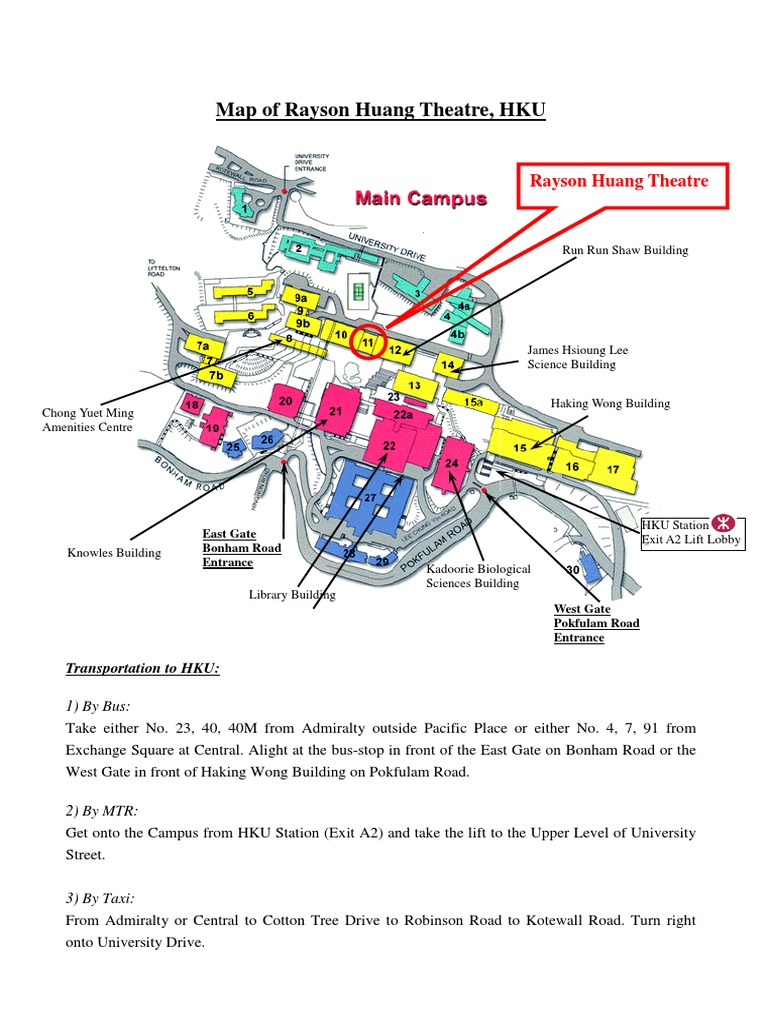 Map of Rayson Huang Theatre, HKU | PDF | Transport