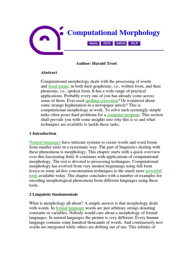 Computational Morphology | PDF | Grammatical Number | Morphology (Linguistics)