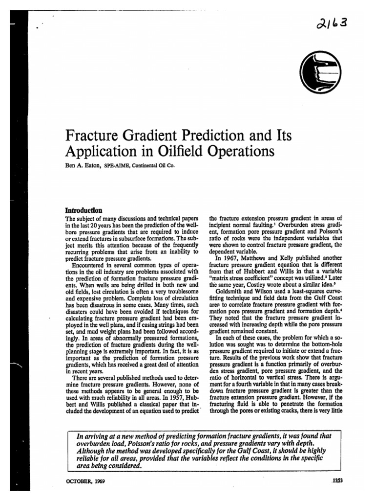 JPT - 2163 Fracture Gradient Prediction and Its Application in Oilfield ...