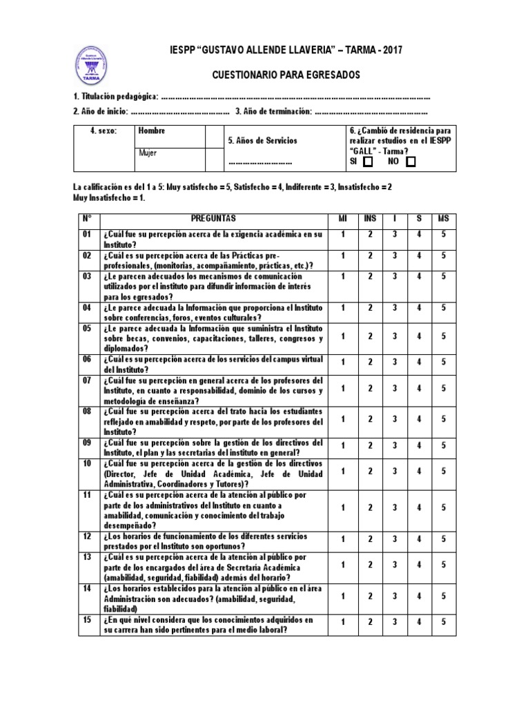Cuest Egresados Gall 2017 | PDF | Maestros | Science