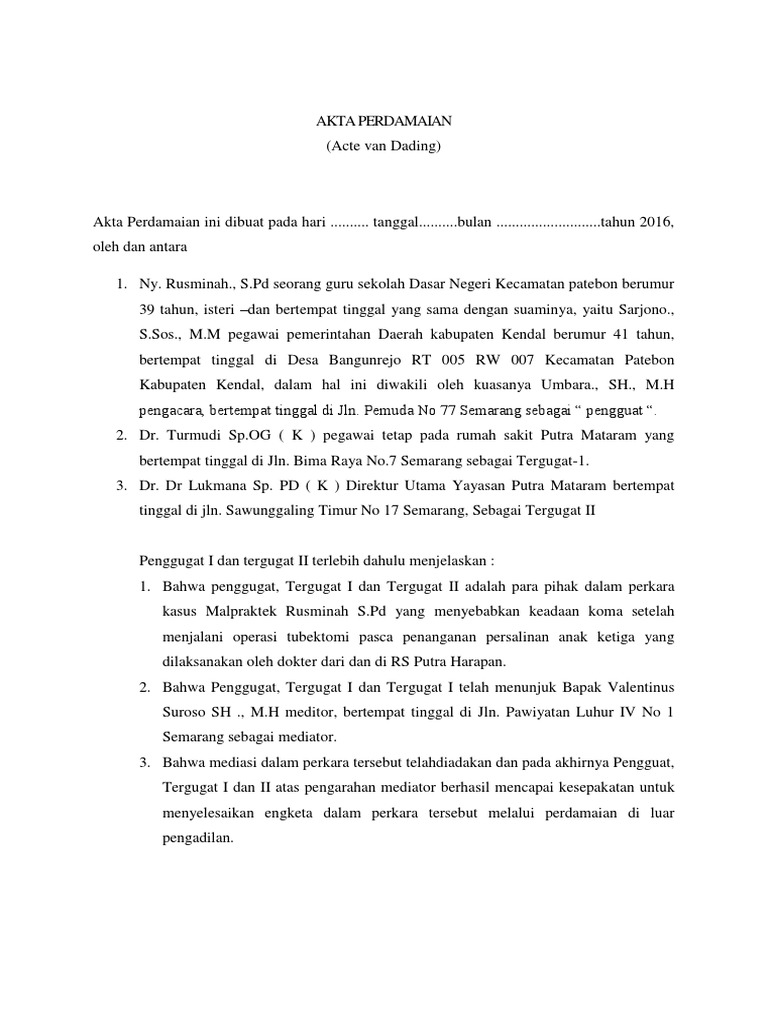 Akta Perdamaian | PDF