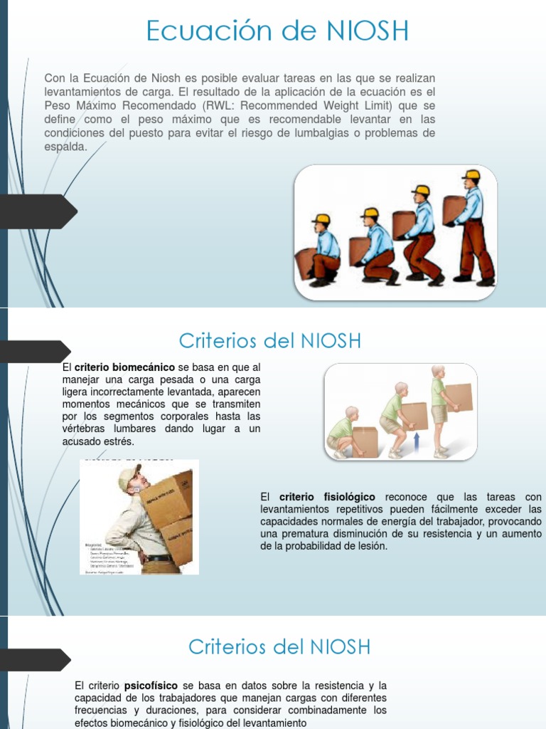 Ecuación de NIOSH | PDF | Biomecánica | Riesgo