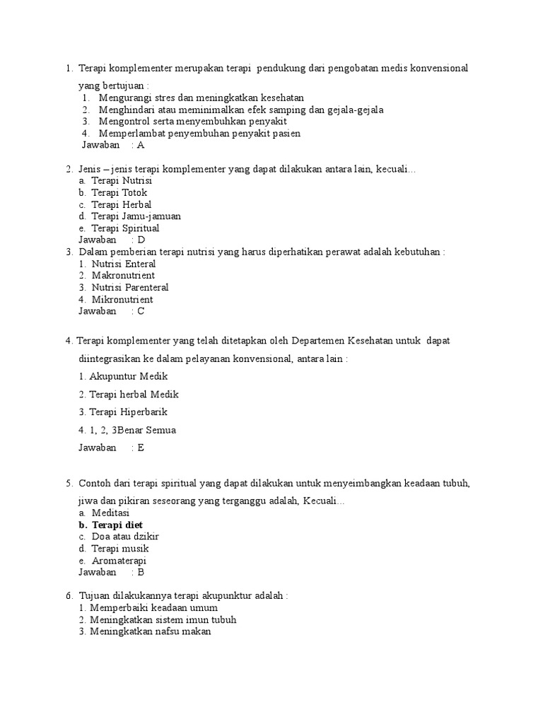 Soal Terapi Komplementer | PDF