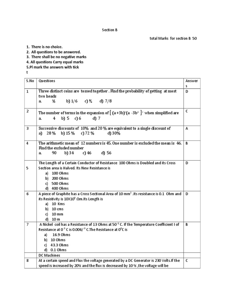 Question Bank Electrical Section B.final | PDF | Transformer ...