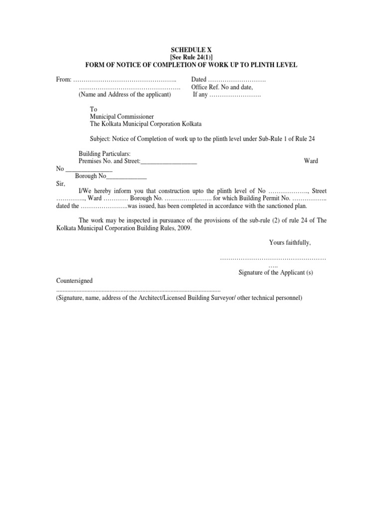 BLDG Notice of Completion Plinth | PDF | Technology & Engineering