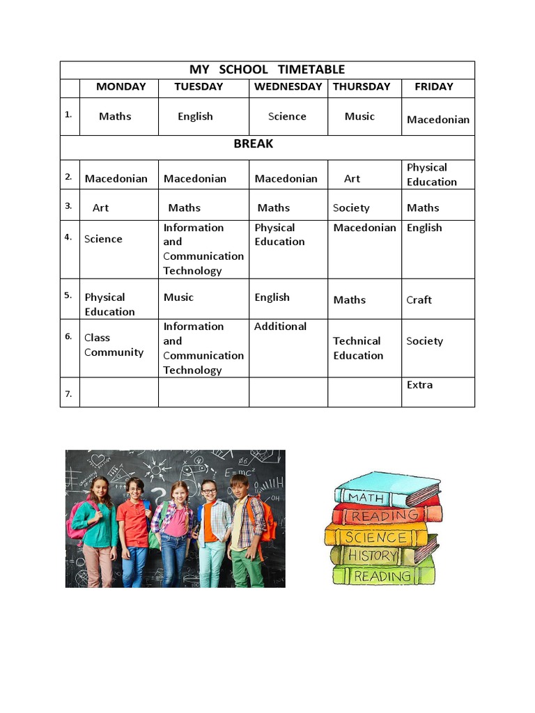 My School Timetable: Monday Tuesday Wednesday Thursday Friday | PDF