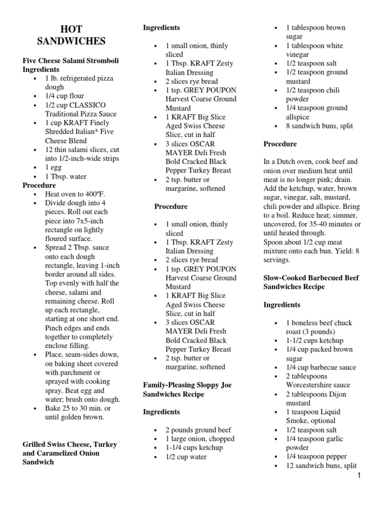 Hot and Cold Sandwiches | PDF | Hamburgers | Mustard (Condiment)
