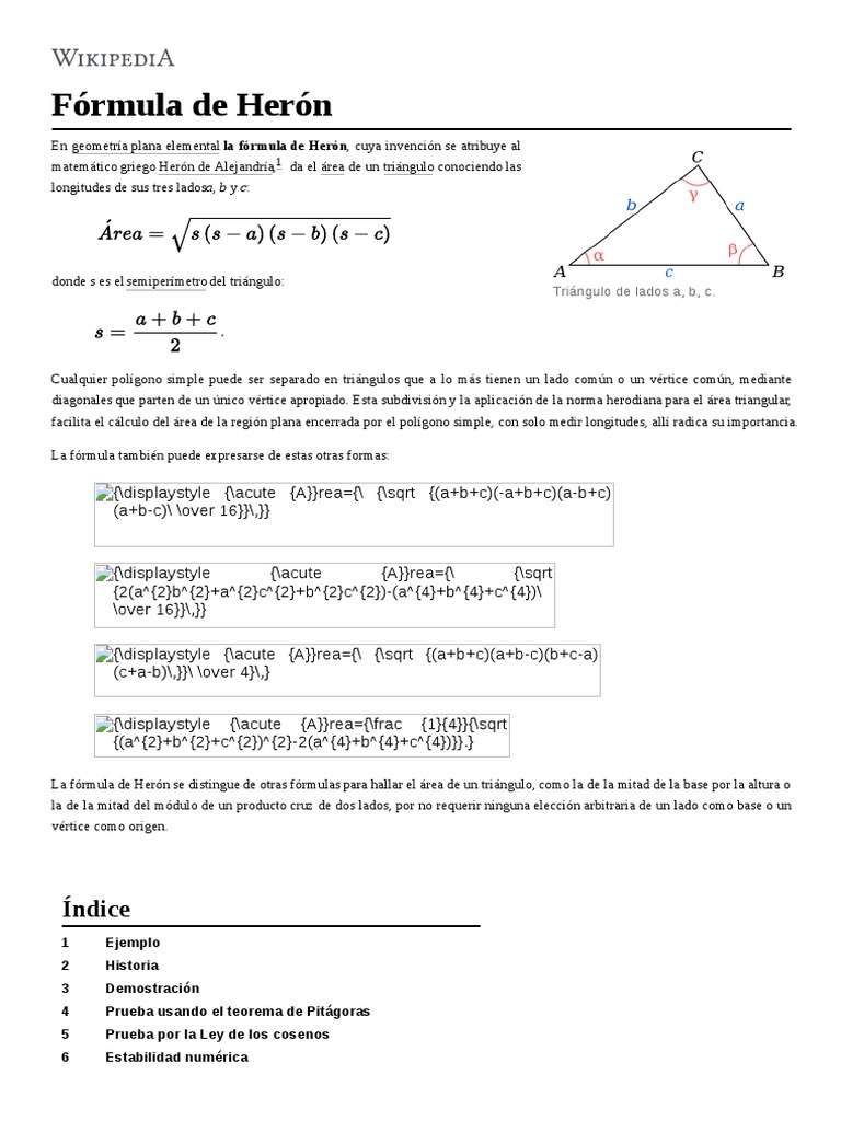 Fórmula de Herón | Geometria clasica | Espacio | Prueba gratuita de 30 ...