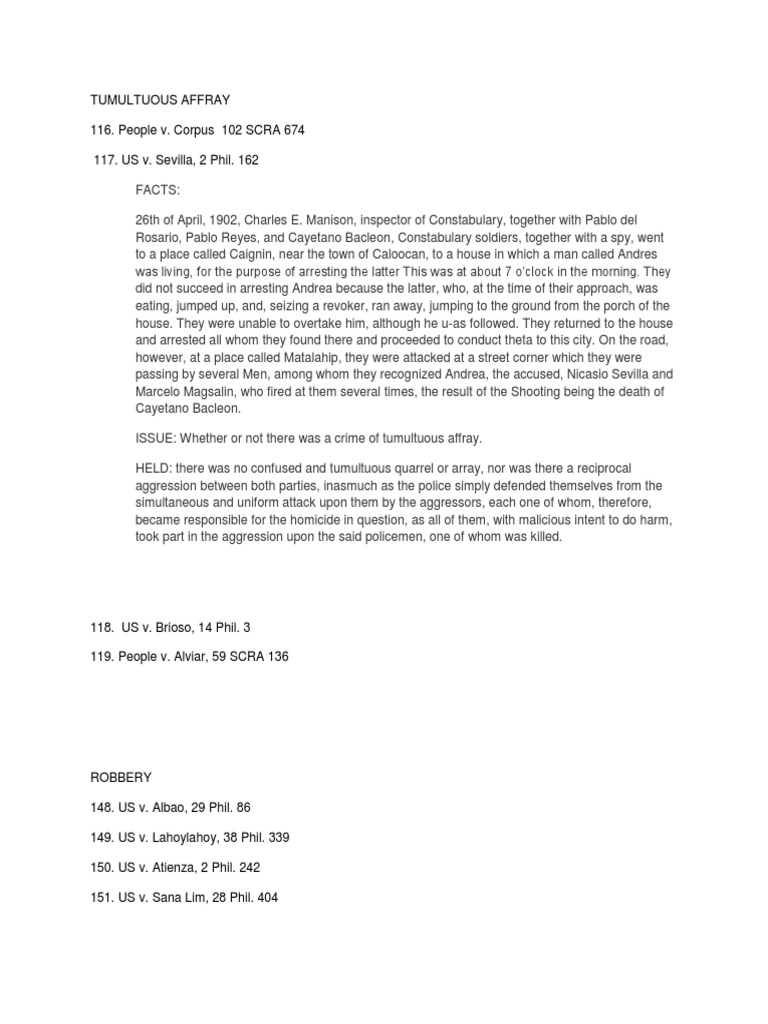 Tumultuous Affray | PDF | Robbery | Violent Crime