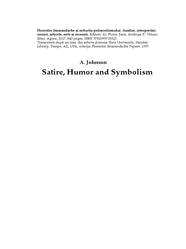 Satire, Humor and Symbolism | PDF