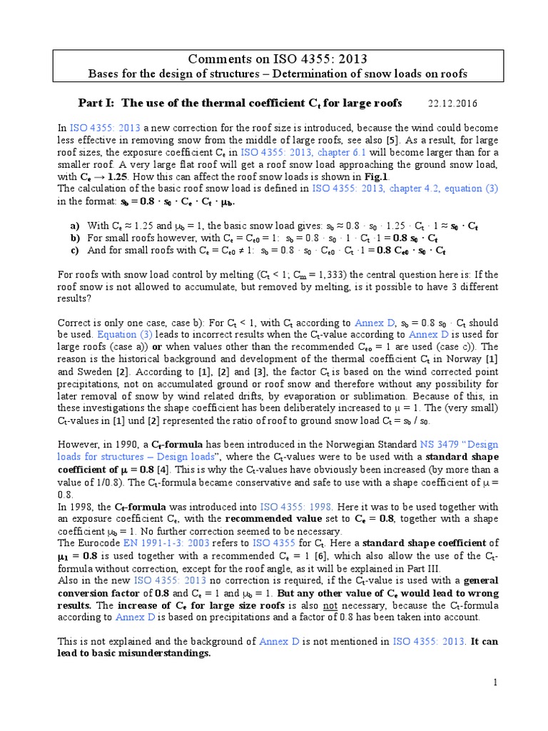Comments To ISO-4355-2013 Part I | PDF | Snow | Applied And Interdisciplinary Physics