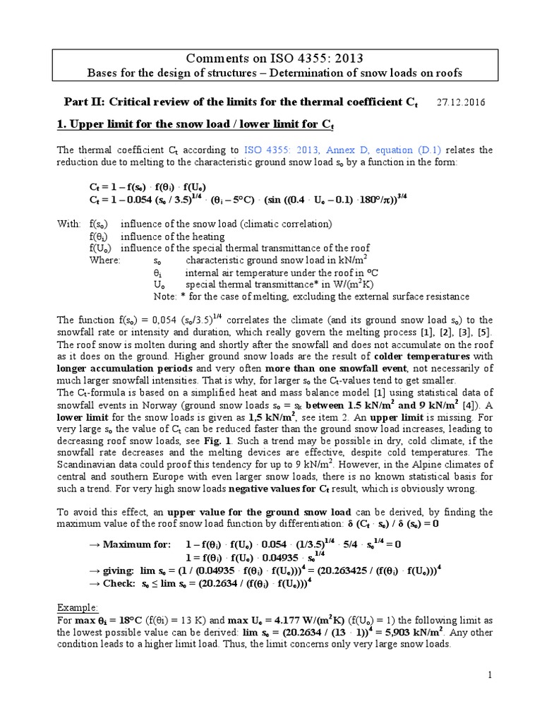 Comments To ISO-4355-2013 Part II | PDF | Snow | Temperature