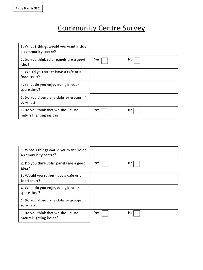 Community Centre Survey | PDF