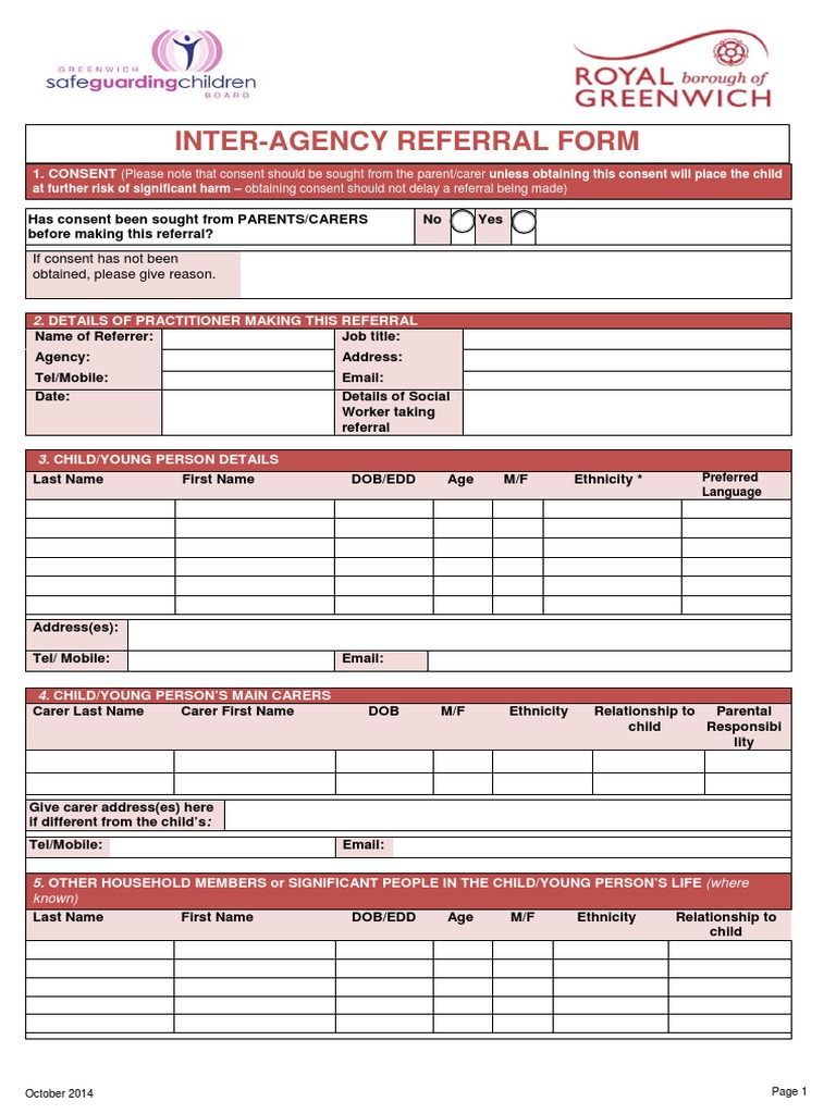 Interagency Referral Form Updated January 2015 | PDF | Consent | Caregiver