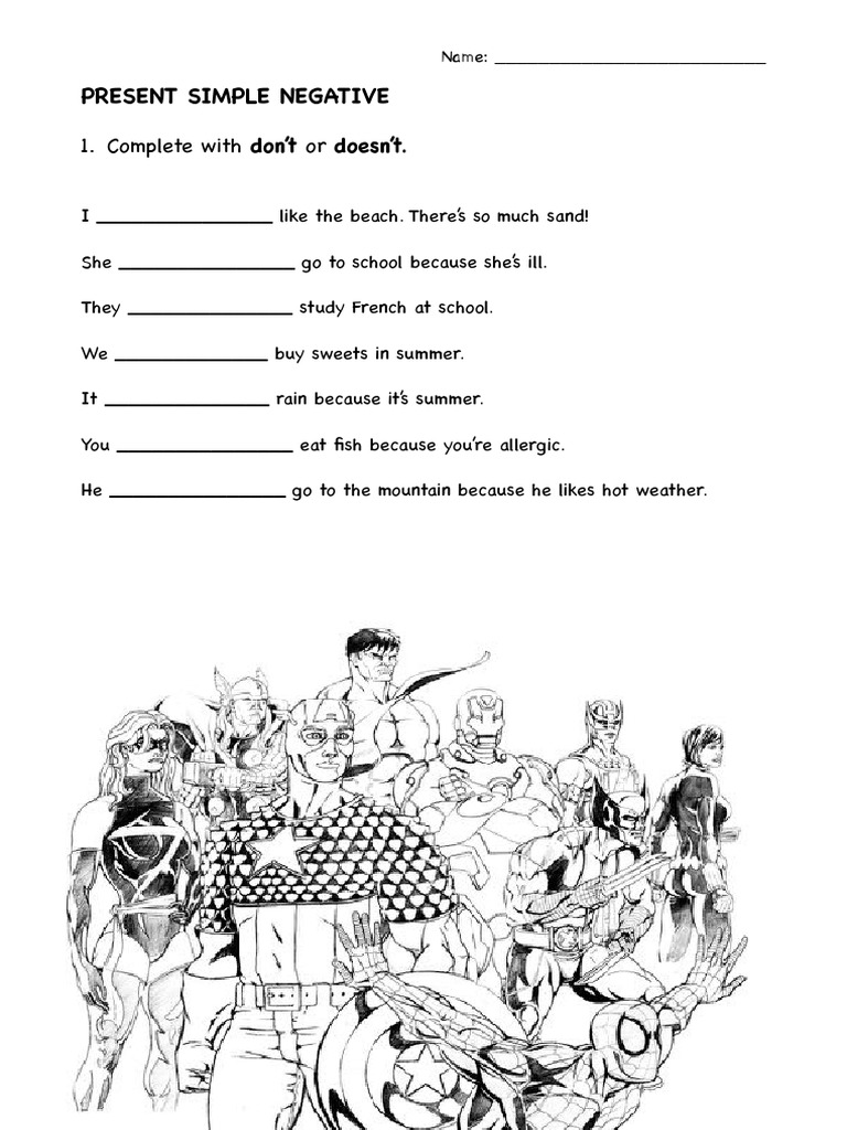 Present Simple Negative Worksheet | PDF | Nature