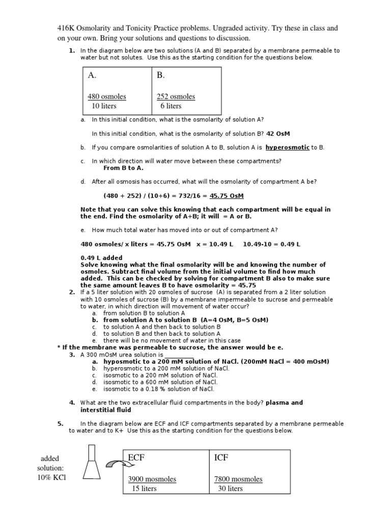 Tonicity Questions | PDF | Chemistry | Nature