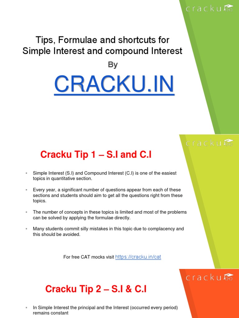 Simple Interest and Compound Interest Cat Formulas PDF | Download Free ...