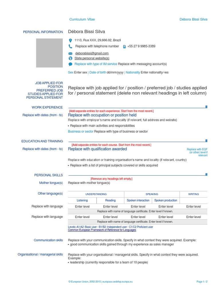 Modelo Europeu CV | PDF | Computing | Communication