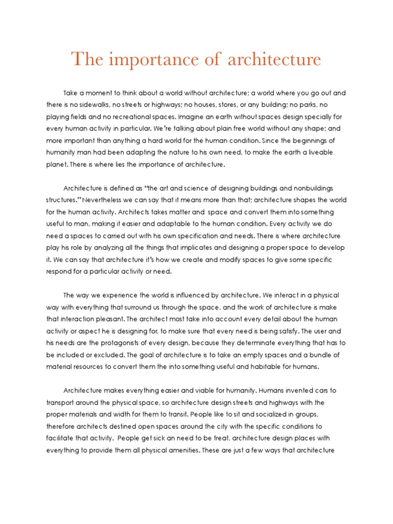 Importance of Architecture | PDF | Earth | Cognition