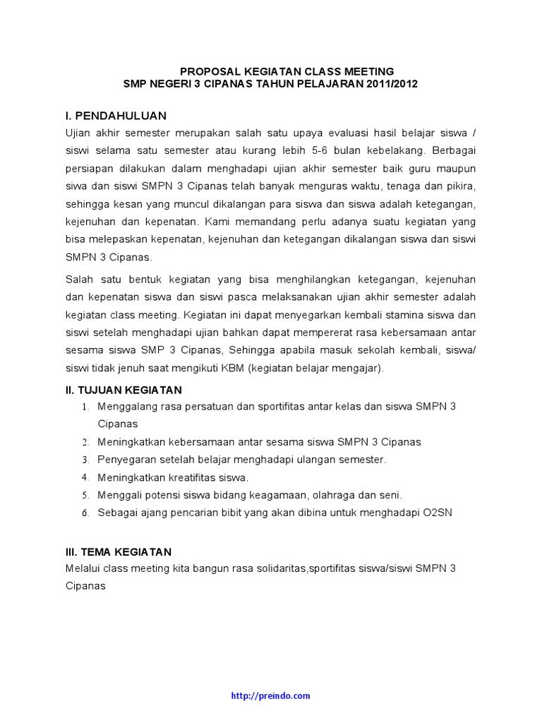 Contoh Proposal Class Meeting | PDF