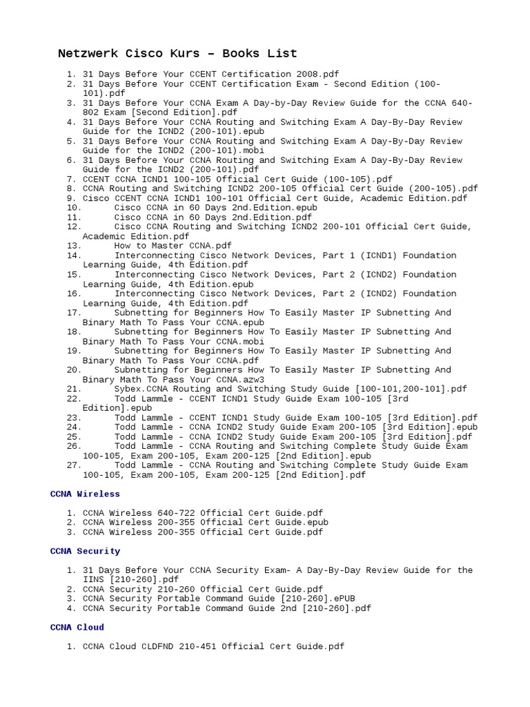 CISCO Books List | Download Free PDF | Cisco Certifications ...