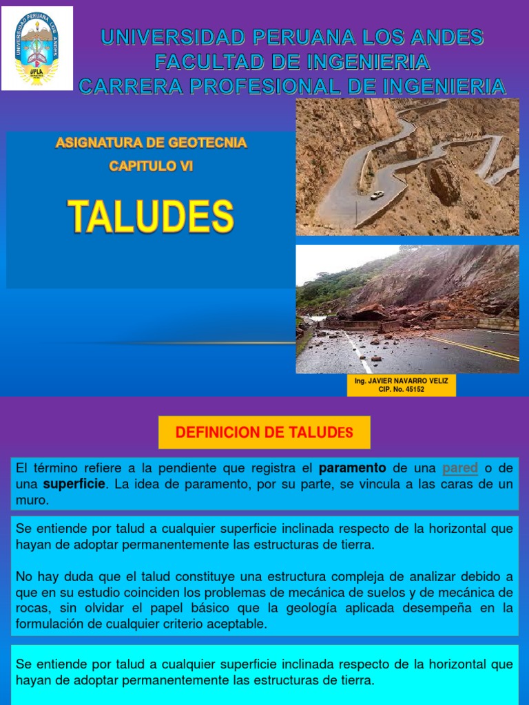 Clases Vi Talud Geotecnia | PDF | Excavación (Arqueología) | Geología
