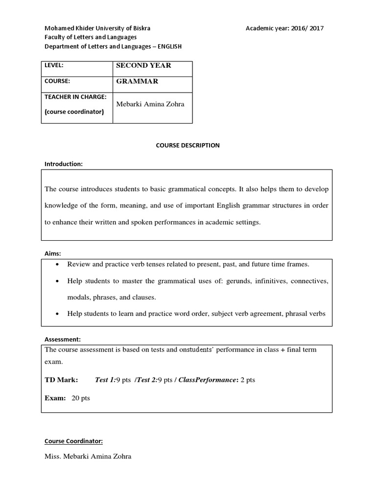 2nd Year Grammar | PDF | Grammatical Tense | Verb