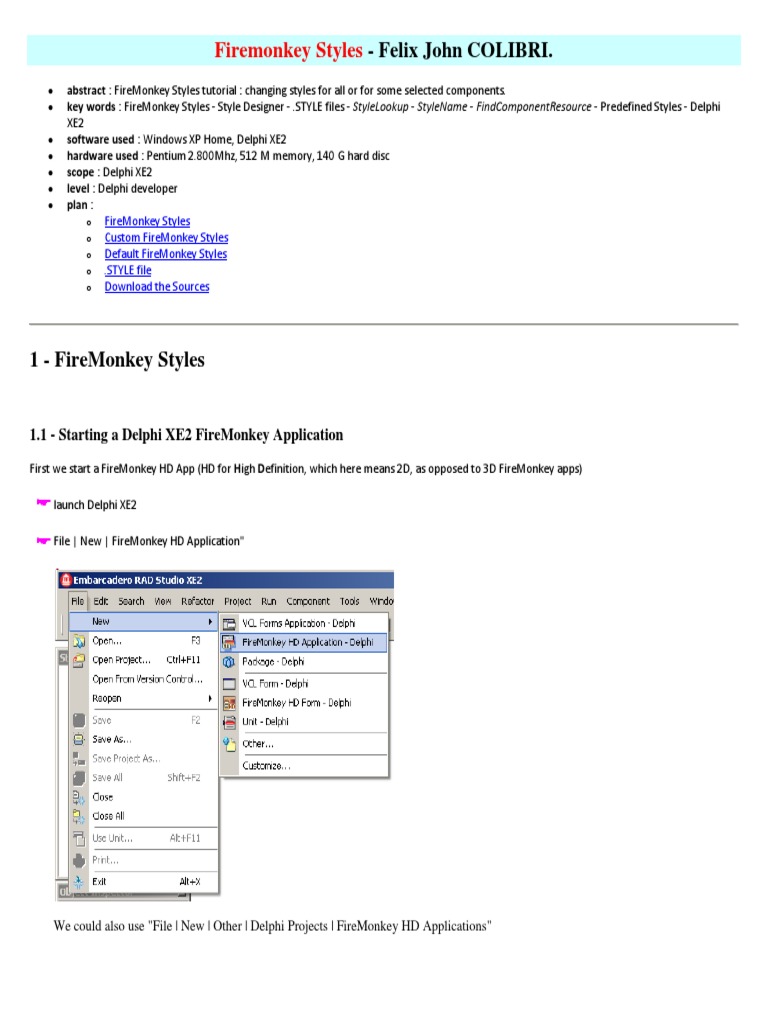 Firemonkey Styles - Felix John COLIBRI | PDF | Computing | Computer Programming