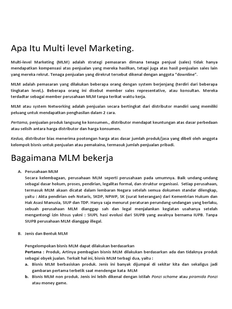 Apa Itu Multi Level Marketing Pdf