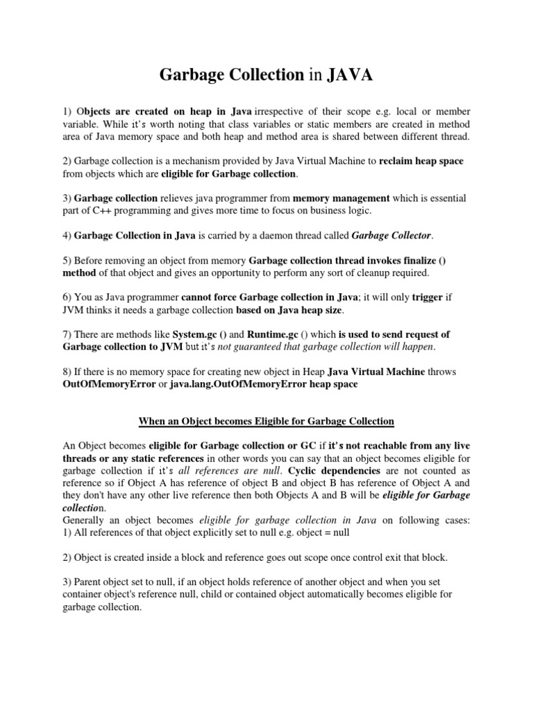 Garbage Collection Pdf Java Virtual Machine Java Programming Language