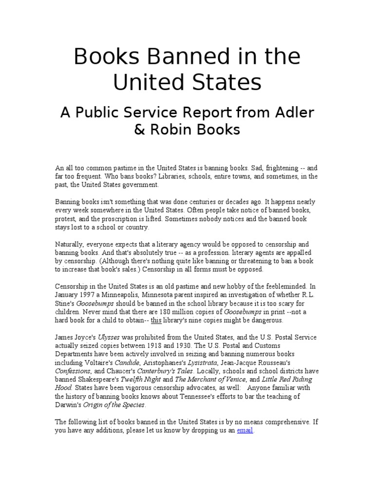 Books Banned in the US: A History of Censorship | PDF