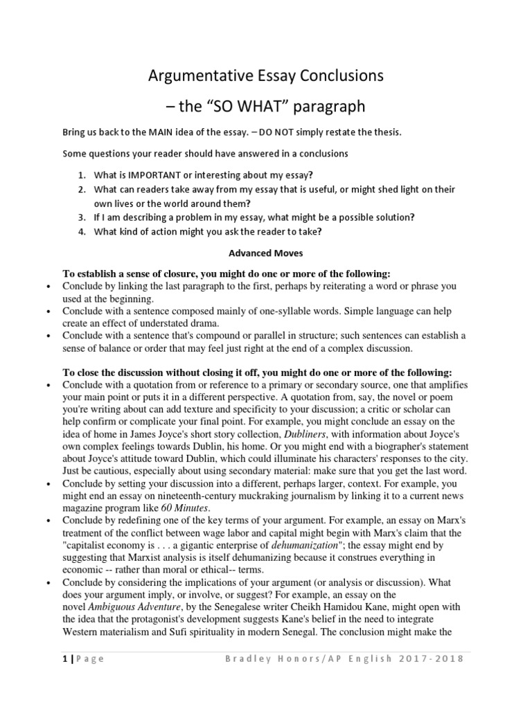Argumentative Essay Conclusions | Download Free PDF | Essays | James Joyce