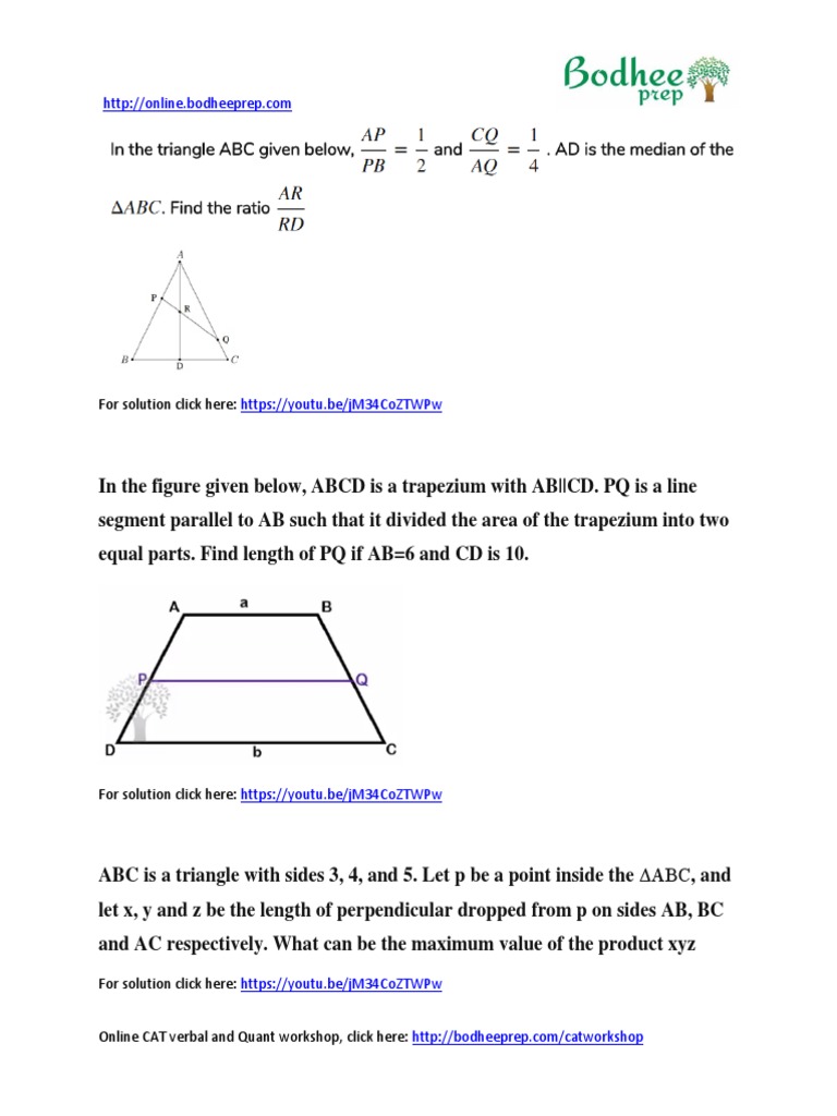 Bodheeprep Cat Geometry Challenging Problems | PDF | Triangle ...