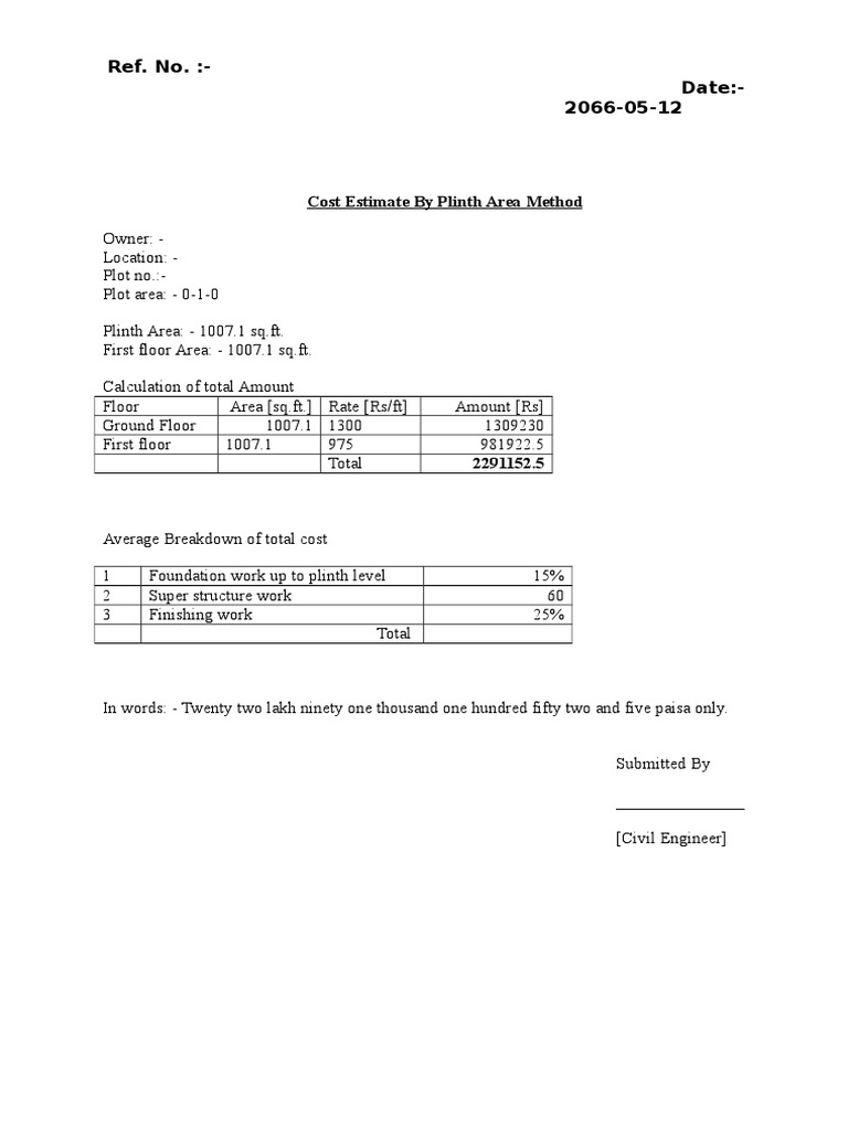 Plinth Area Method | PDF