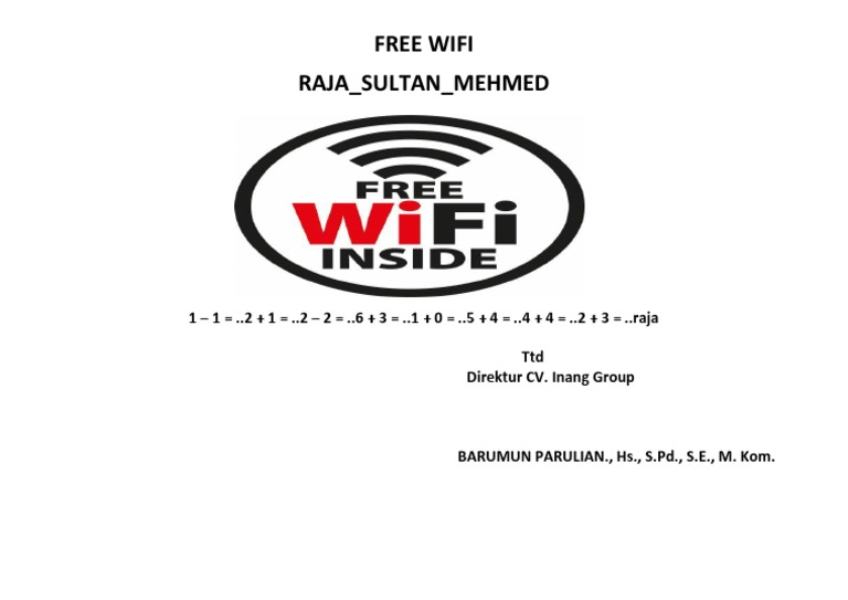 Free WiFi Access Information | PDF | Career & Growth | Cooking, Food & Wine