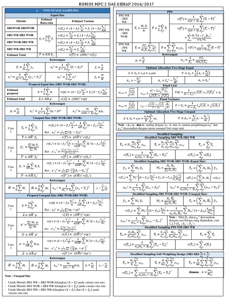 Rumus MPC 2 - UASgfhg | Sampling (Statistics) | Probability Theory