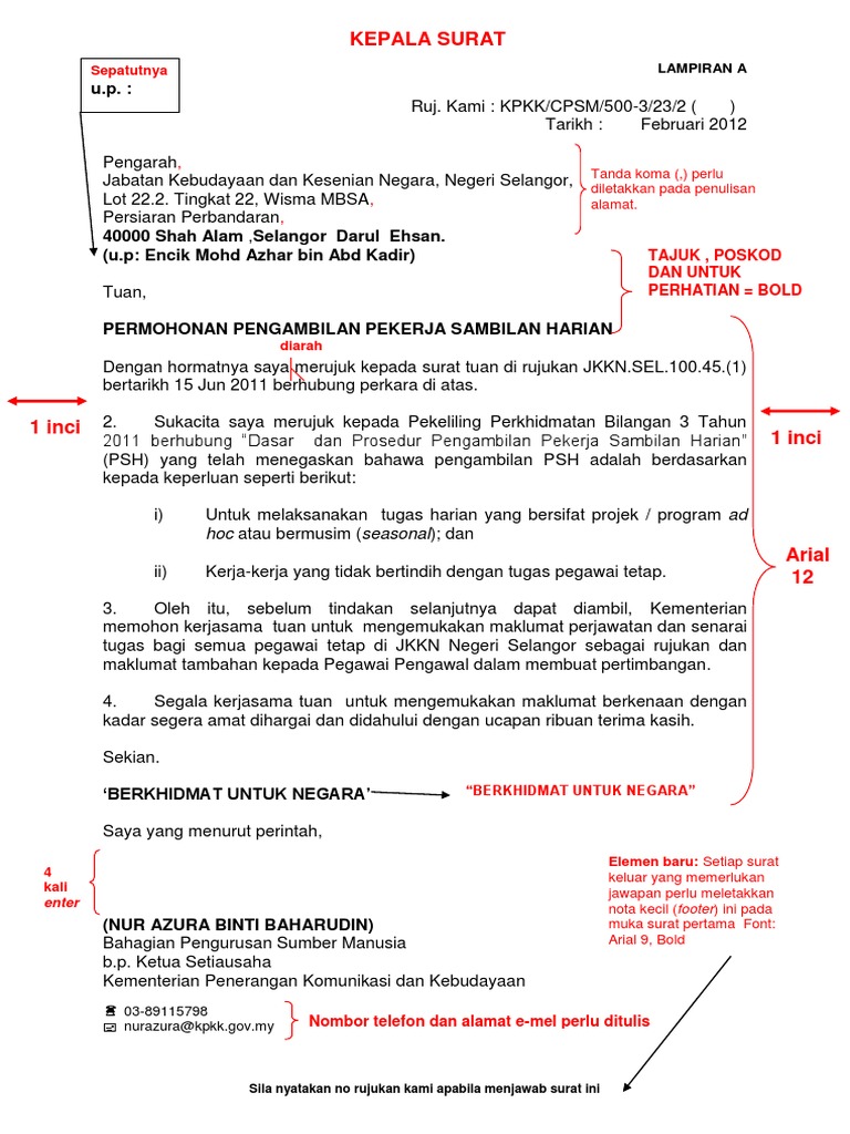 Contoh SURAT RASMI 2012 PDF | PDF