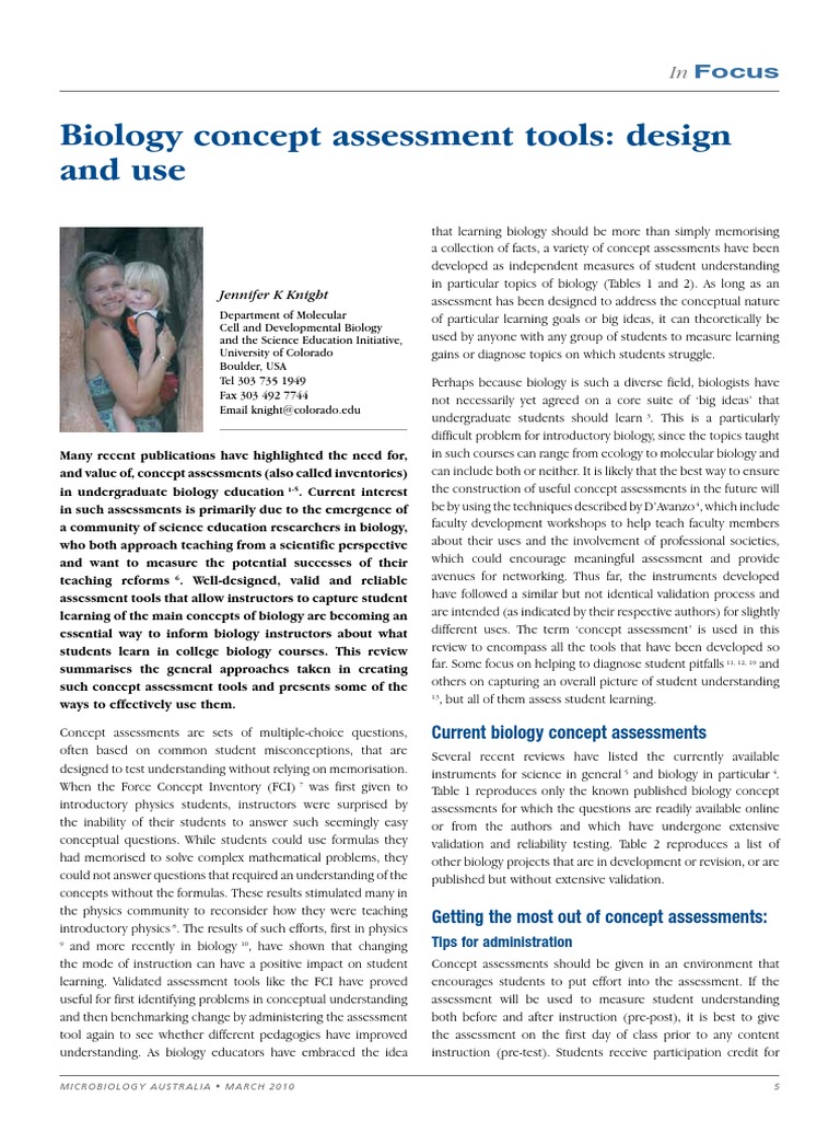 Biology Concept Assessment Tools: Design and Use: Focus | PDF ...