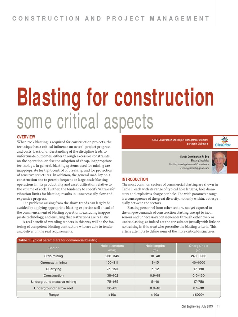 Blasting For Construction PDF | PDF | Explosive Material | Drilling Rig