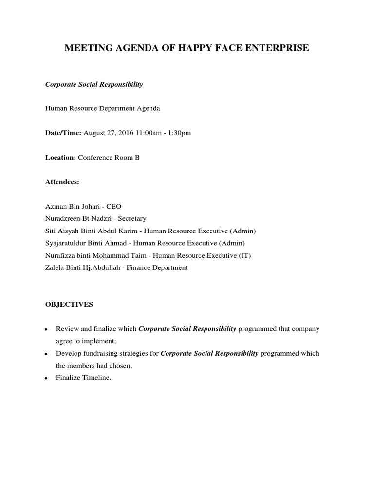 MEMO AND MEETING AGENDA Example | PDF