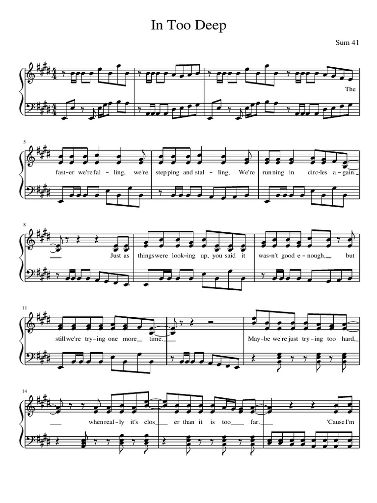 In Too Deep - Sum 41 | PDF