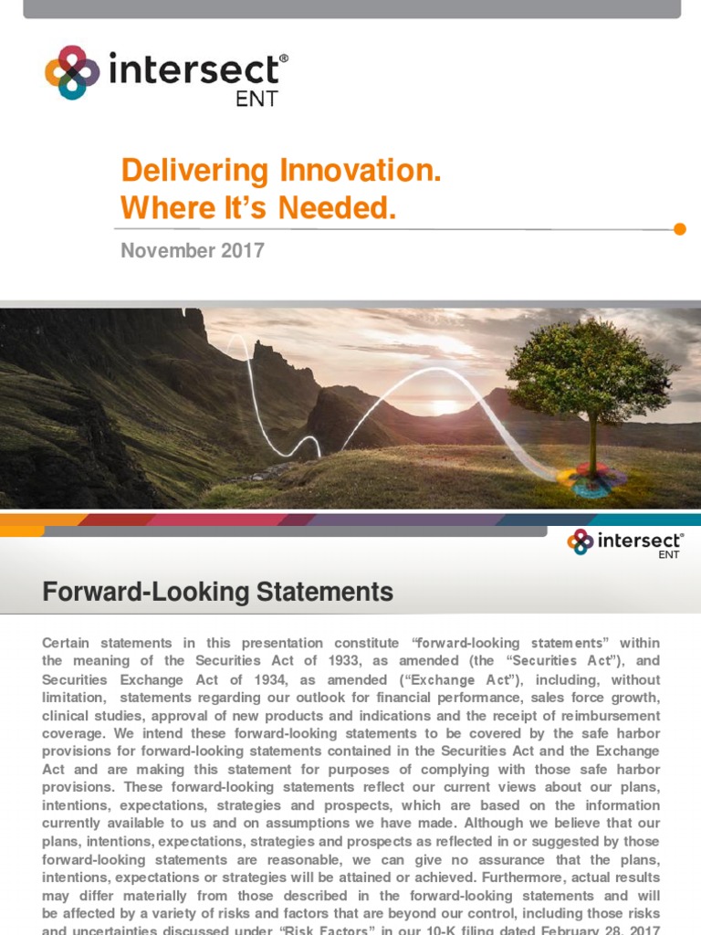 Intersect ENT Company Update - November 2017 | PDF | Surgery | Health ...