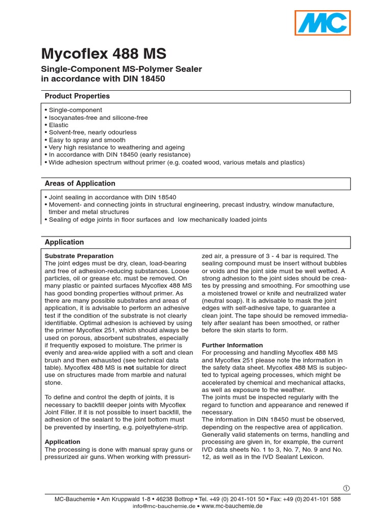 Mycoflex 488 MS: Single-Component MS-Polymer Sealer in Accordance With ...
