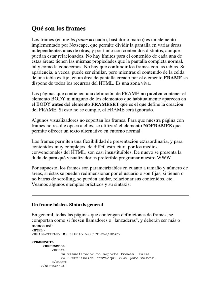 Qué Son Los Frames | PDF | Hipervínculo | HTML