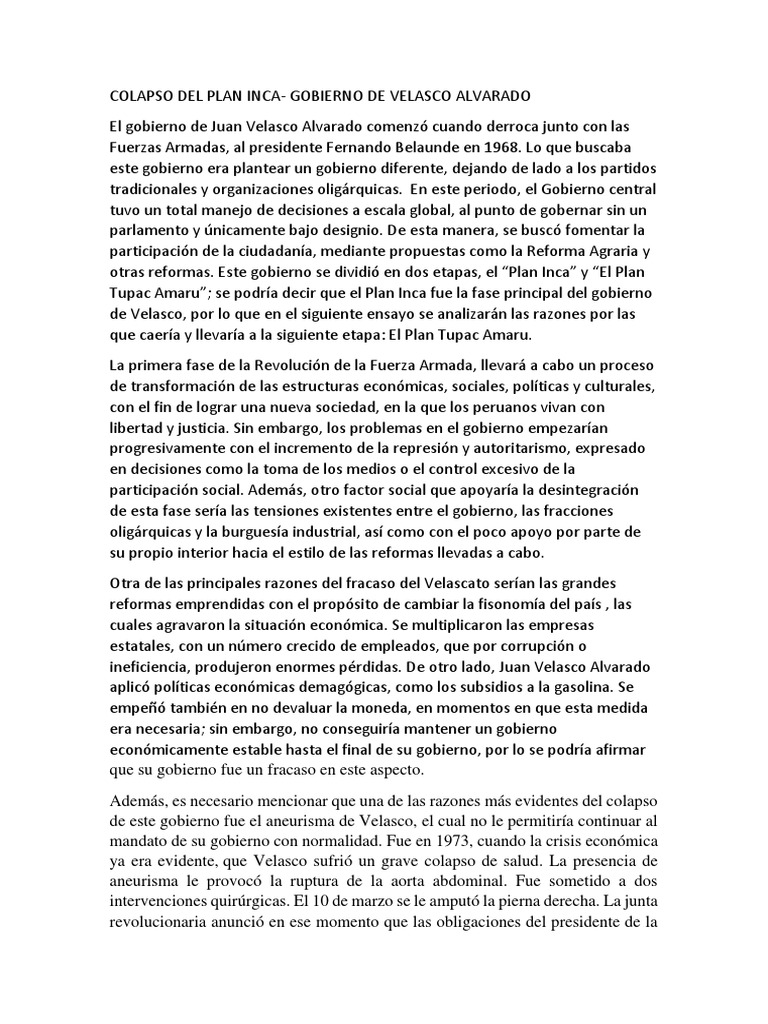 Colapso Del Plan Inca | PDF | Formas de gobierno | Gobierno