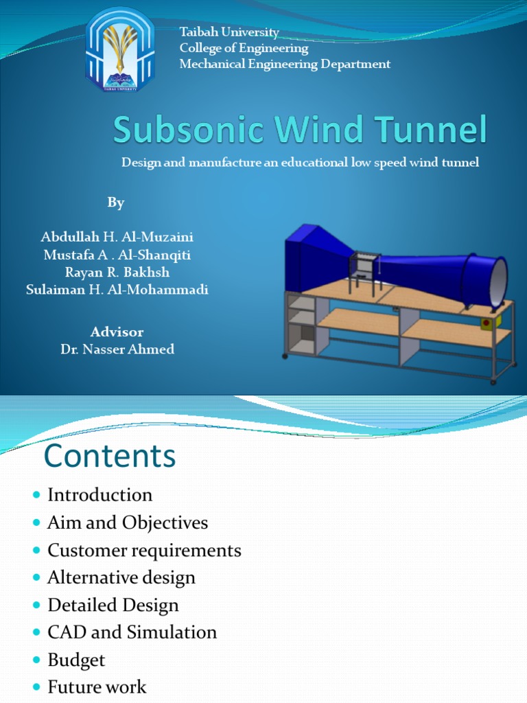 Subsonic Wind Tunnel Presentation1 | PDF | Wind Tunnel | Electrical Engineering